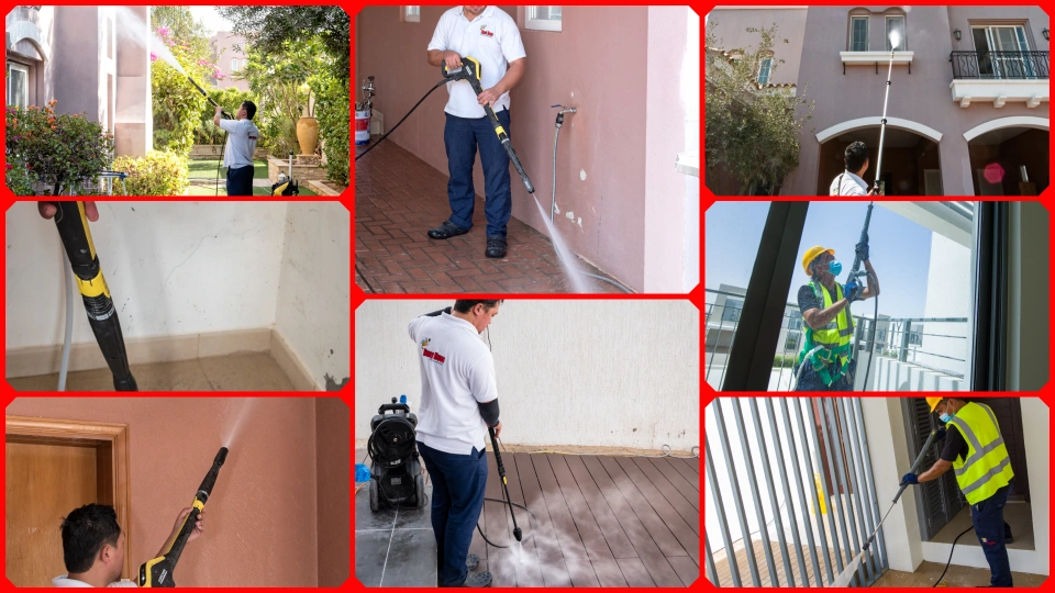 BusyBees High-Pressure Wall & Floor Cleaning Process in Dubai